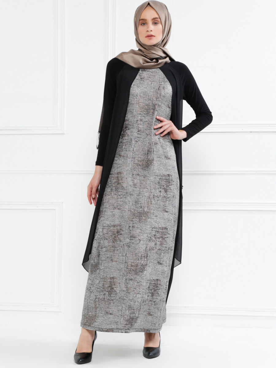 Refka Şifon Detaylı Siyah Elbise | Ehl-i Tesettür