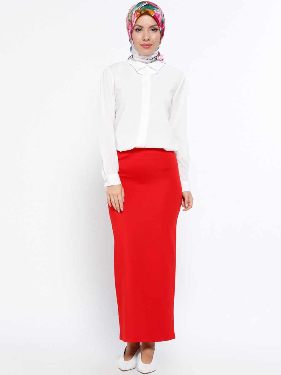 Mileny Kalem Kırmızı Etek | Ehl-i Tesettür