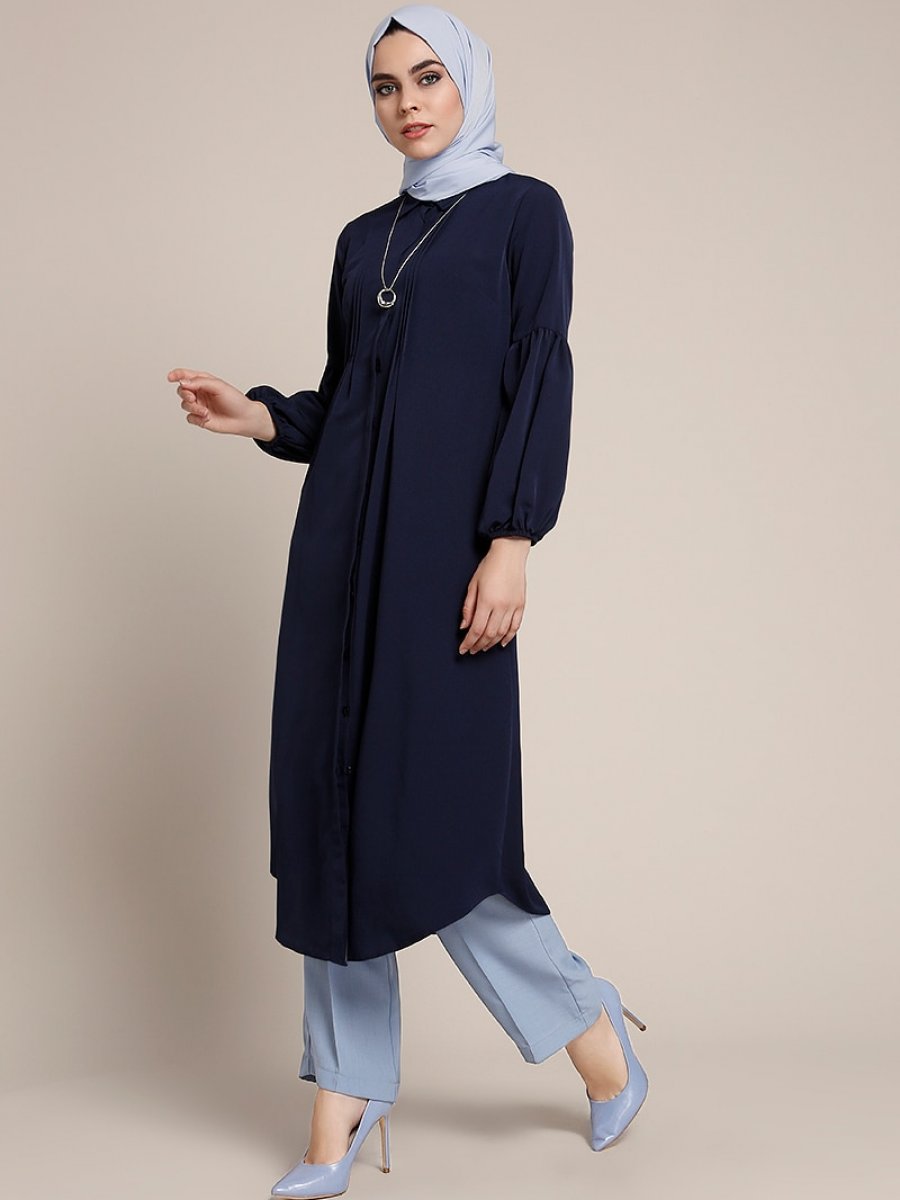 Refka Gizli Düğmeli Lacivert Tunik | Ehl-i Tesettür