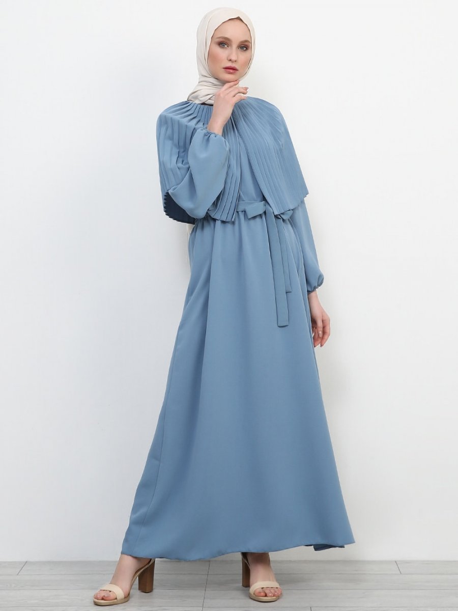 Refka Piliseli İndigo Elbise | Ehl-i Tesettür
