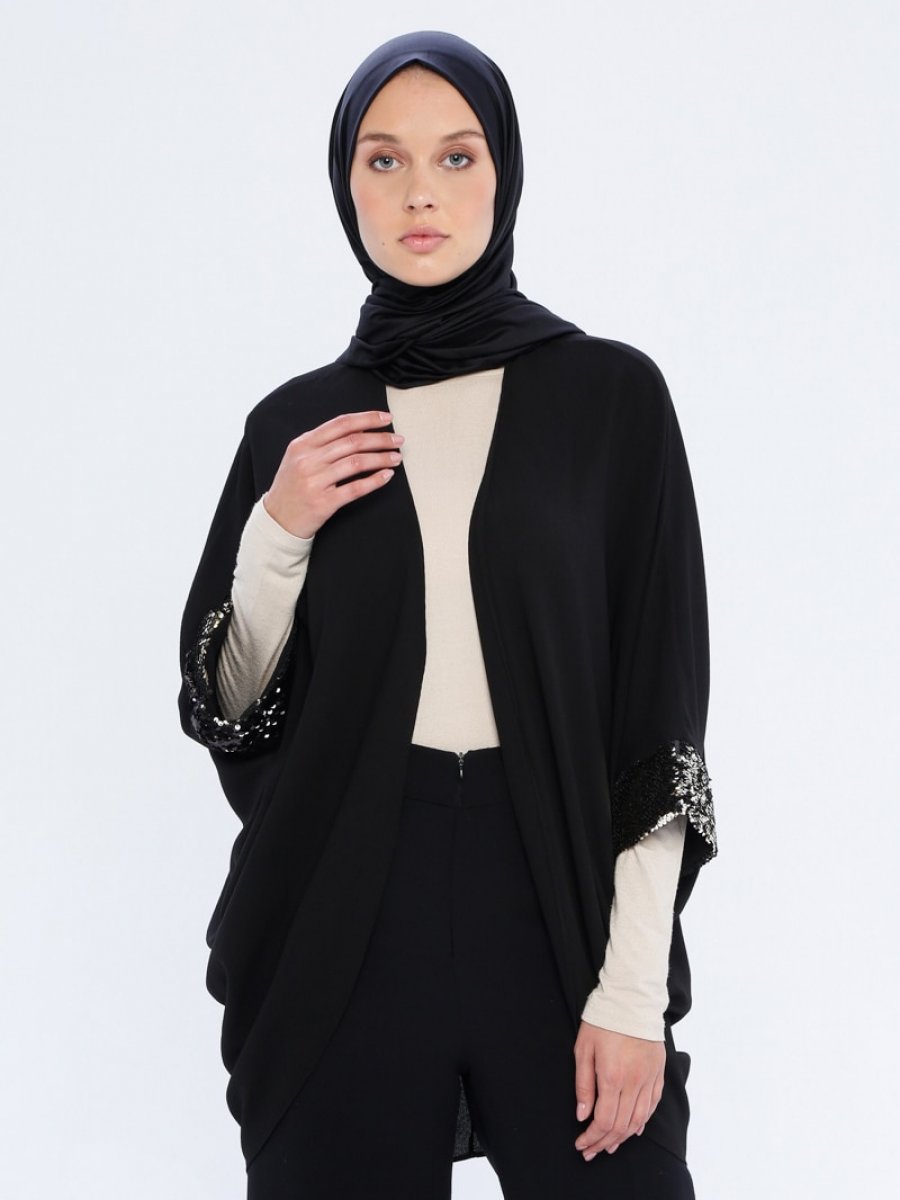 Mileny Payet Detaylı Siyah Ceket | Ehl-i Tesettür