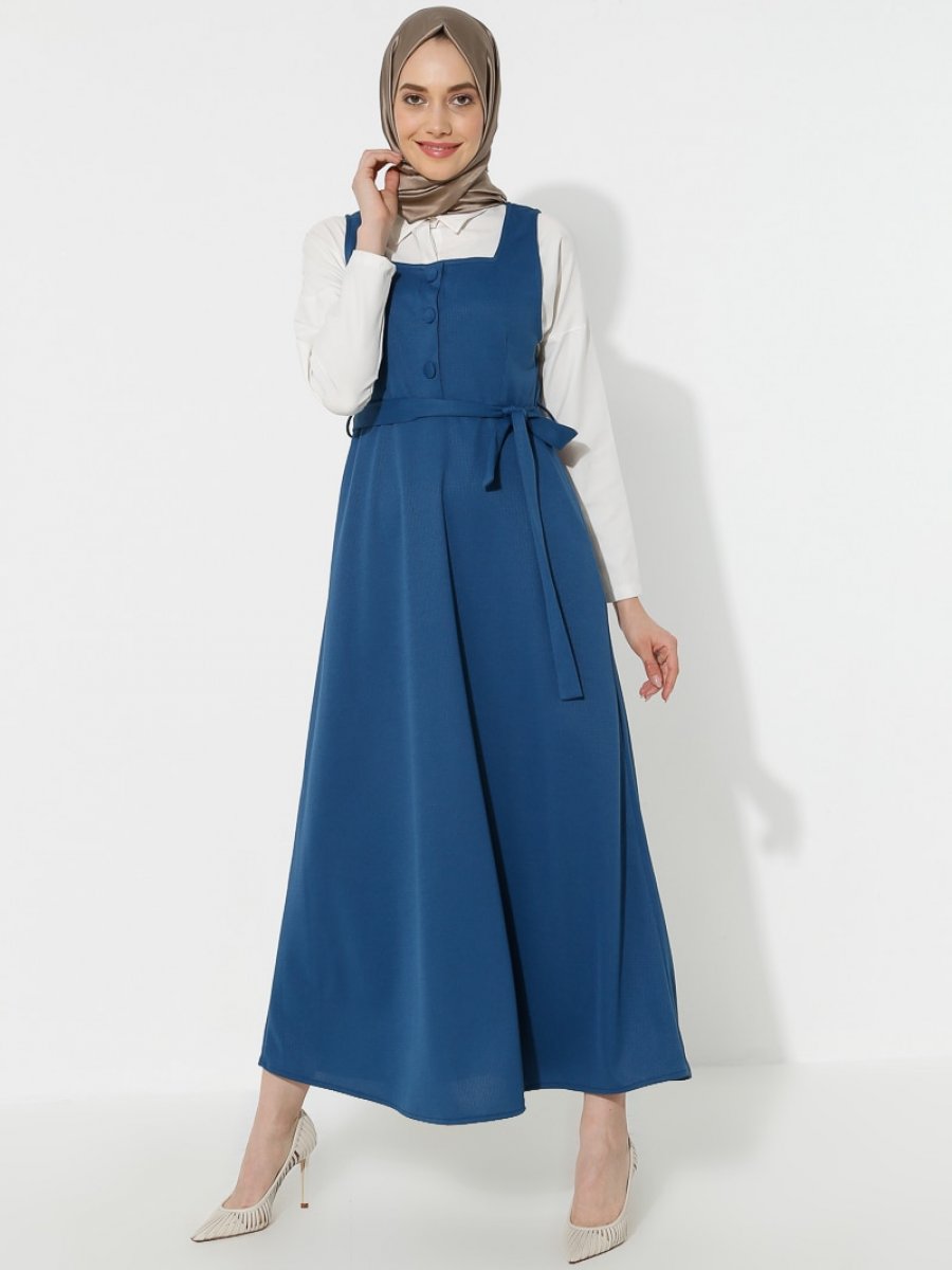 Topless Jile İndigo Elbise | Ehl-i Tesettür