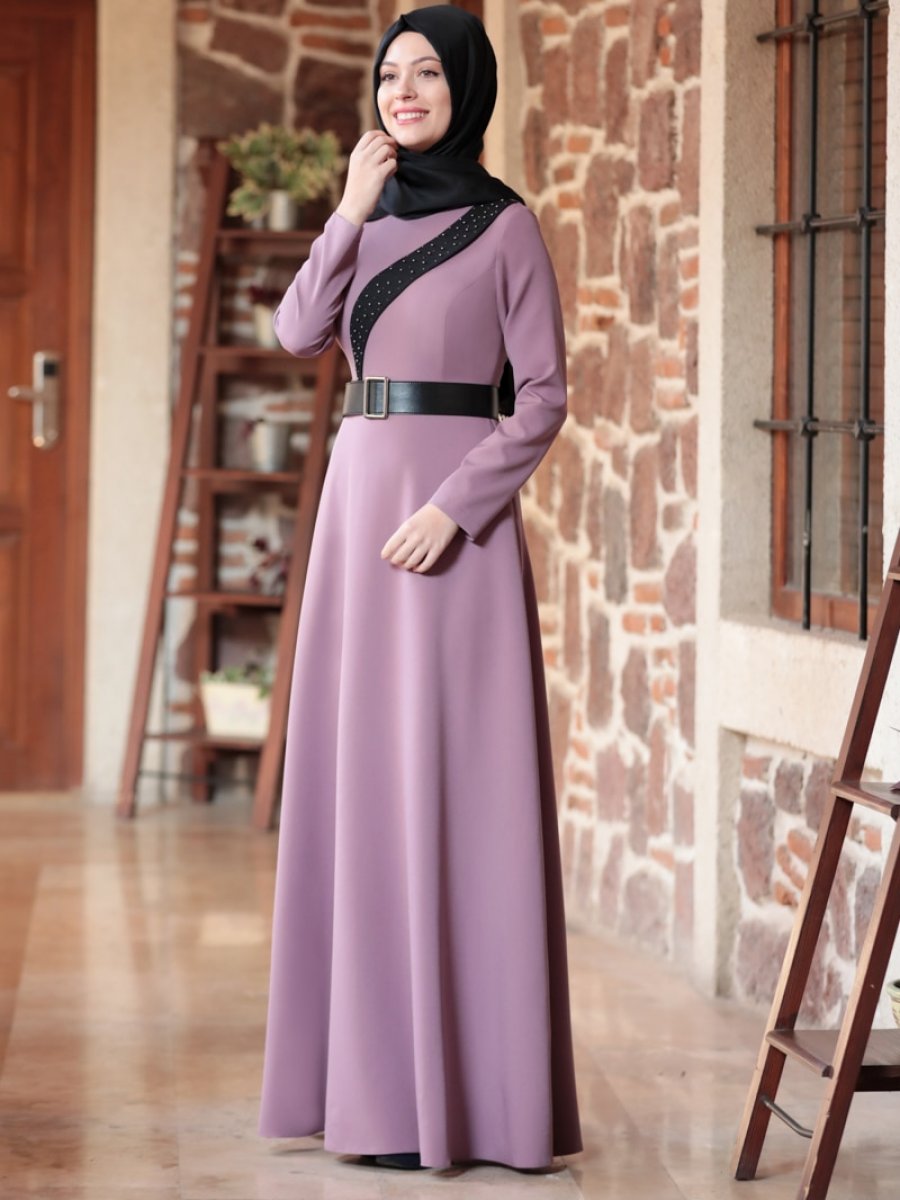 SEMRA AYDIN Gül Kurusu Nare Elbise | Ehl-i Tesettür