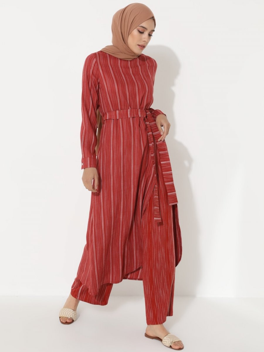 AKABE MODA Tunik&Pantolon İkili Kiremit Takım | Ehl-i Tesettür