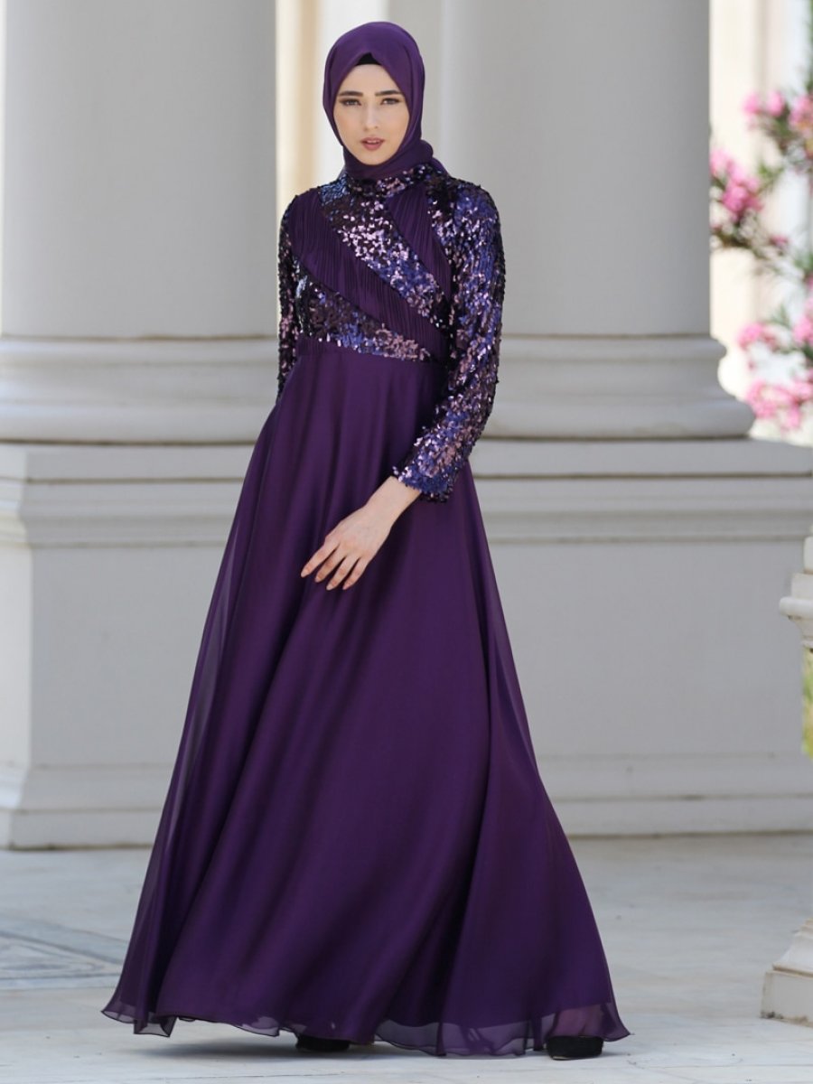 Nurbanu Kural Berre Mor Abiye Elbise | Ehl-i Tesettür