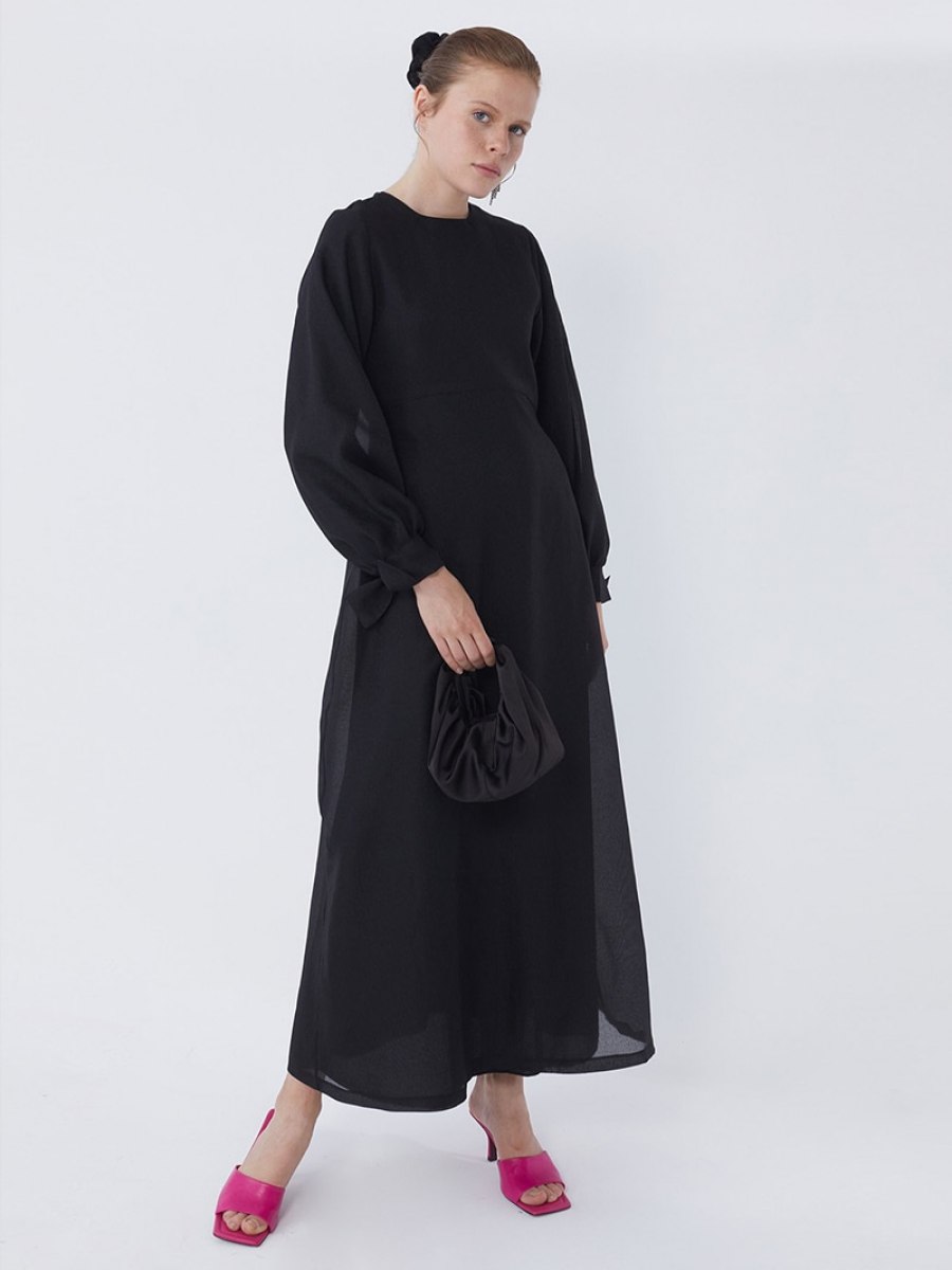 Suud Collection Aurora Dar Kesim Siyah Abiye Elbise | Ehl-i Tesettür