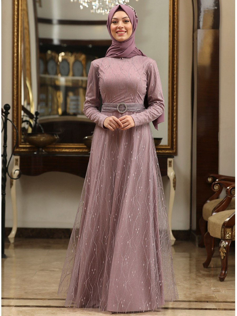 SEMRA AYDIN Lina Gül Kurusu Abiye Elbise | Ehl-i Tesettür