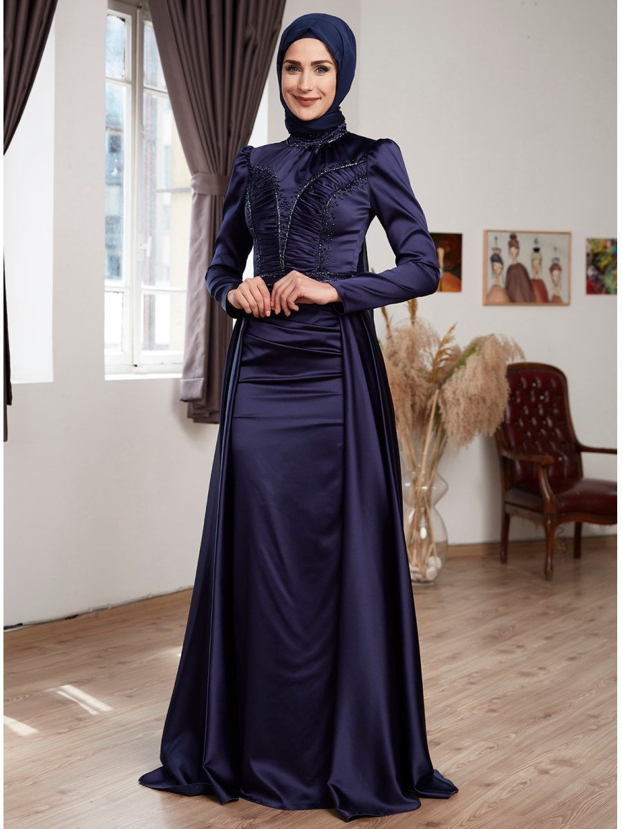 Moda Sinanlar Hira Lacivert Abiye Elbise | Ehl-i Tesettür