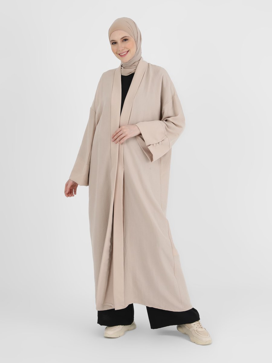 Refka Aerobin Rahat Kalıp Abaya Bej Ferace | Ehl-i Tesettür